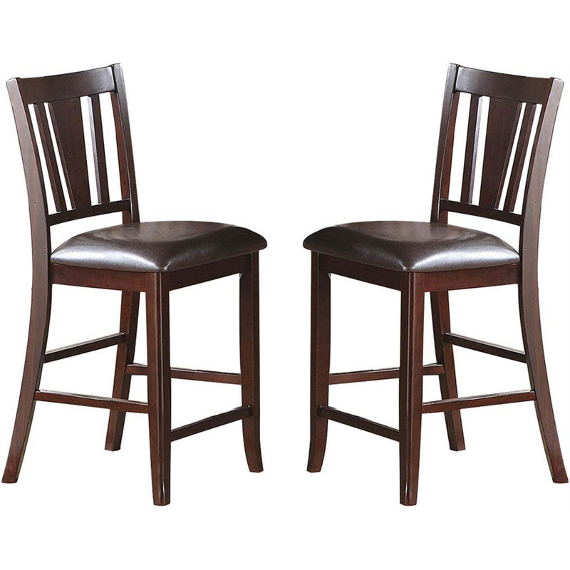 Red Barrel Studio Simple Contemporary Set Of 2 Counter Height Chairs Dining Seating Cushion Chair Unique Design Kitchen Dining Room Faux Leather Seat Wayfair